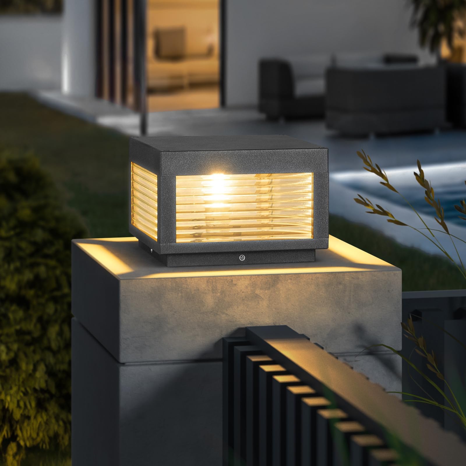 VZVI Outdoor Post Light, Modern Pillar Lights High Voltage Wired LED ...