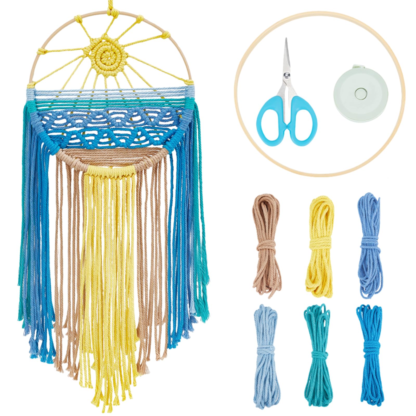 Amazon.com: FREEBLOSS DIY Sun Beach Wall Hanging Macrame Wall Hanging Boho Macrame Kit Macrame ...
