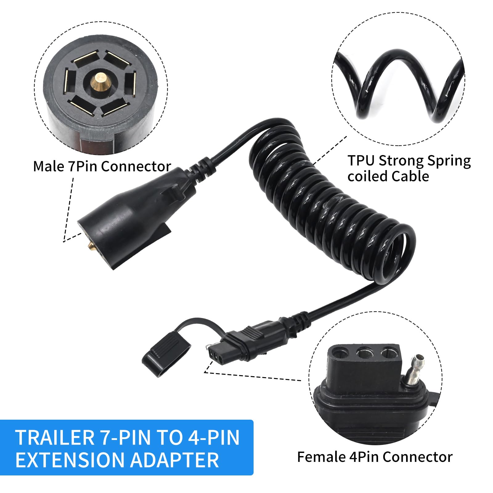 Snapklik.com : Saihisday 7 Way Blade To 4 Way Flat Trailer Adapter