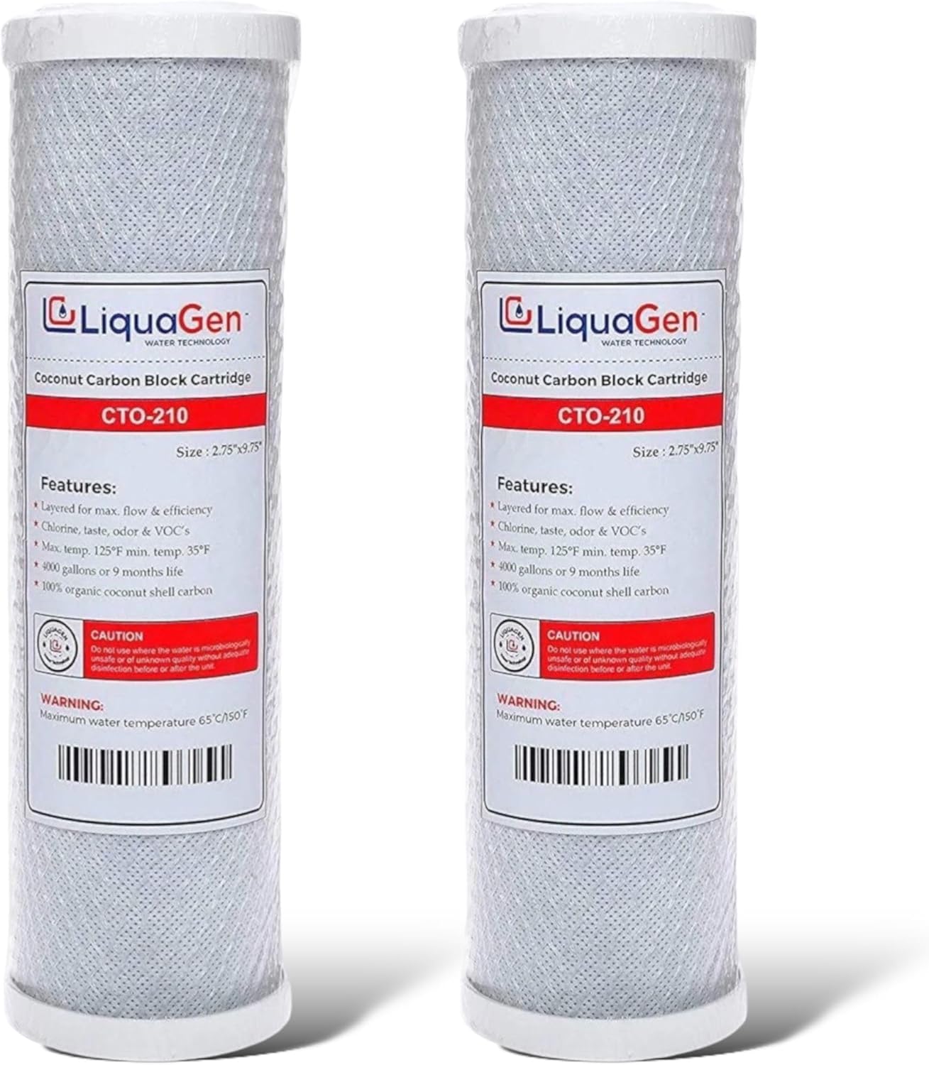 Amazon.com: LiquaGen 2 Pack 2.5" X 10" Carbon CTO Block Water Filter ...