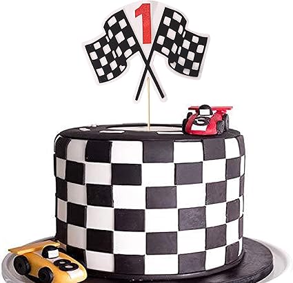 Amazon.com: Racing Flags Cake Topper Any Age/Number - Glitter Race Car ...