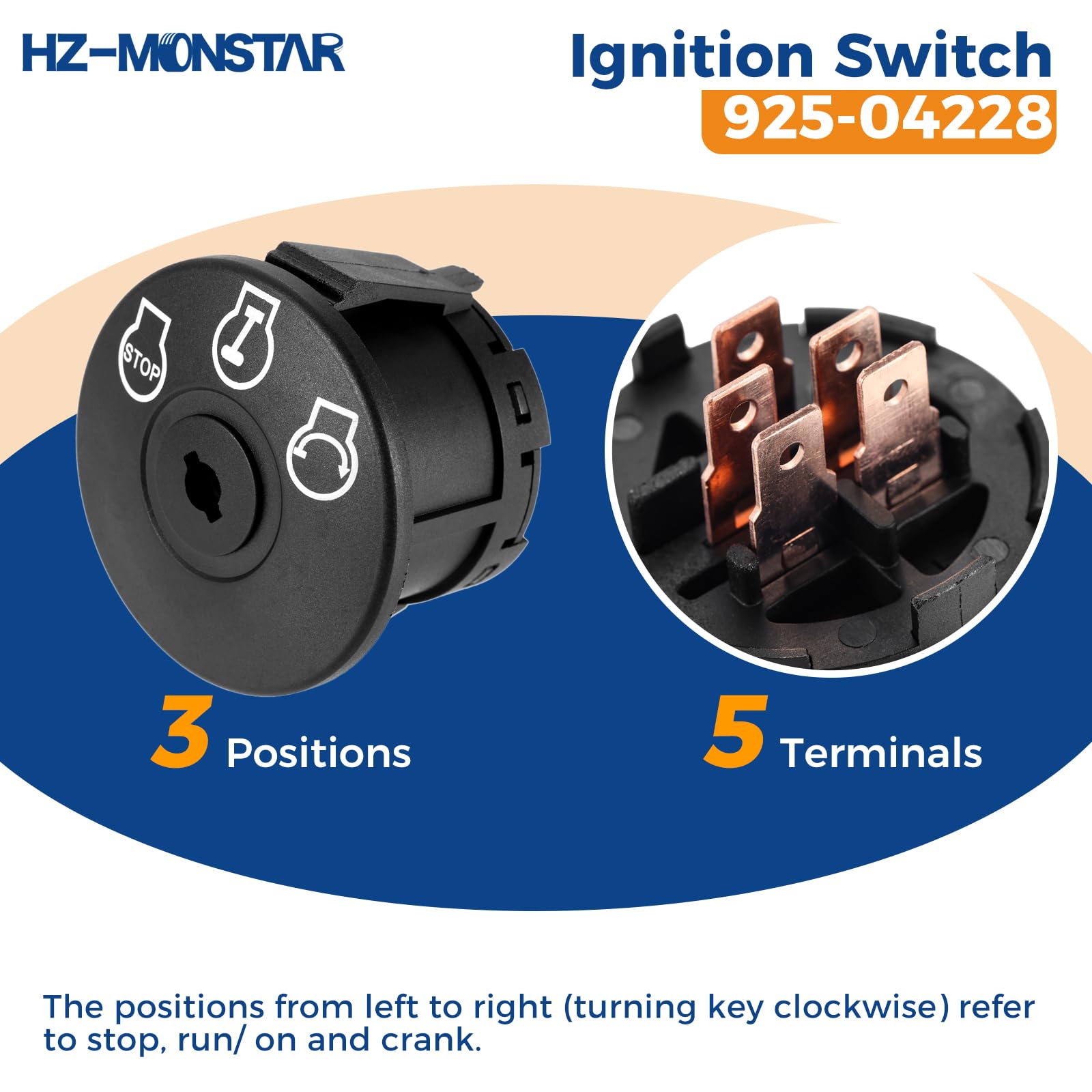 Snapklik.com : HZ-MONSTAR 925-04228 Ignition Switch, 5 Terminals 3 ...