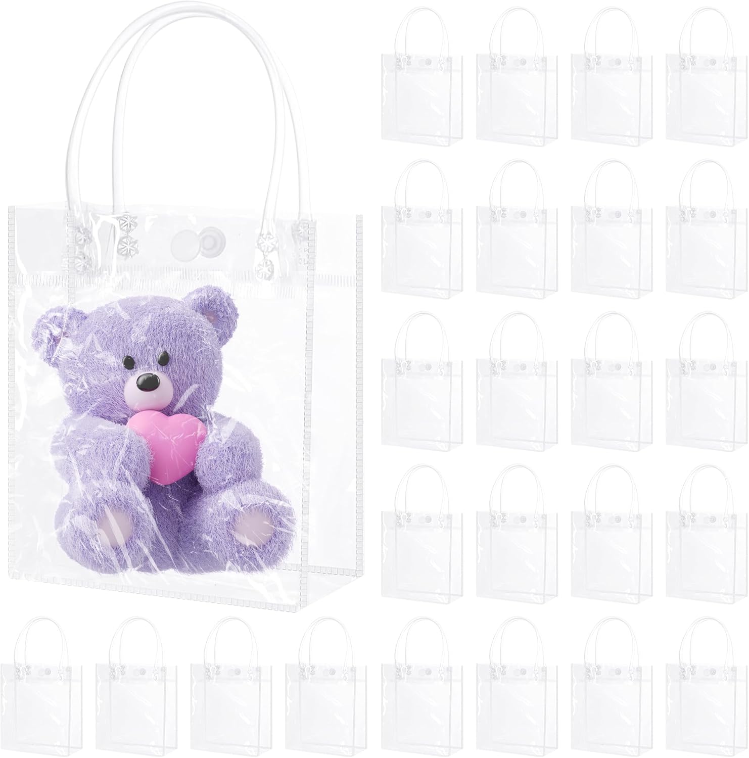 Amazon.com: AOKUOX 25 Pcs Clear Plastic Gift Bags with Handles ...