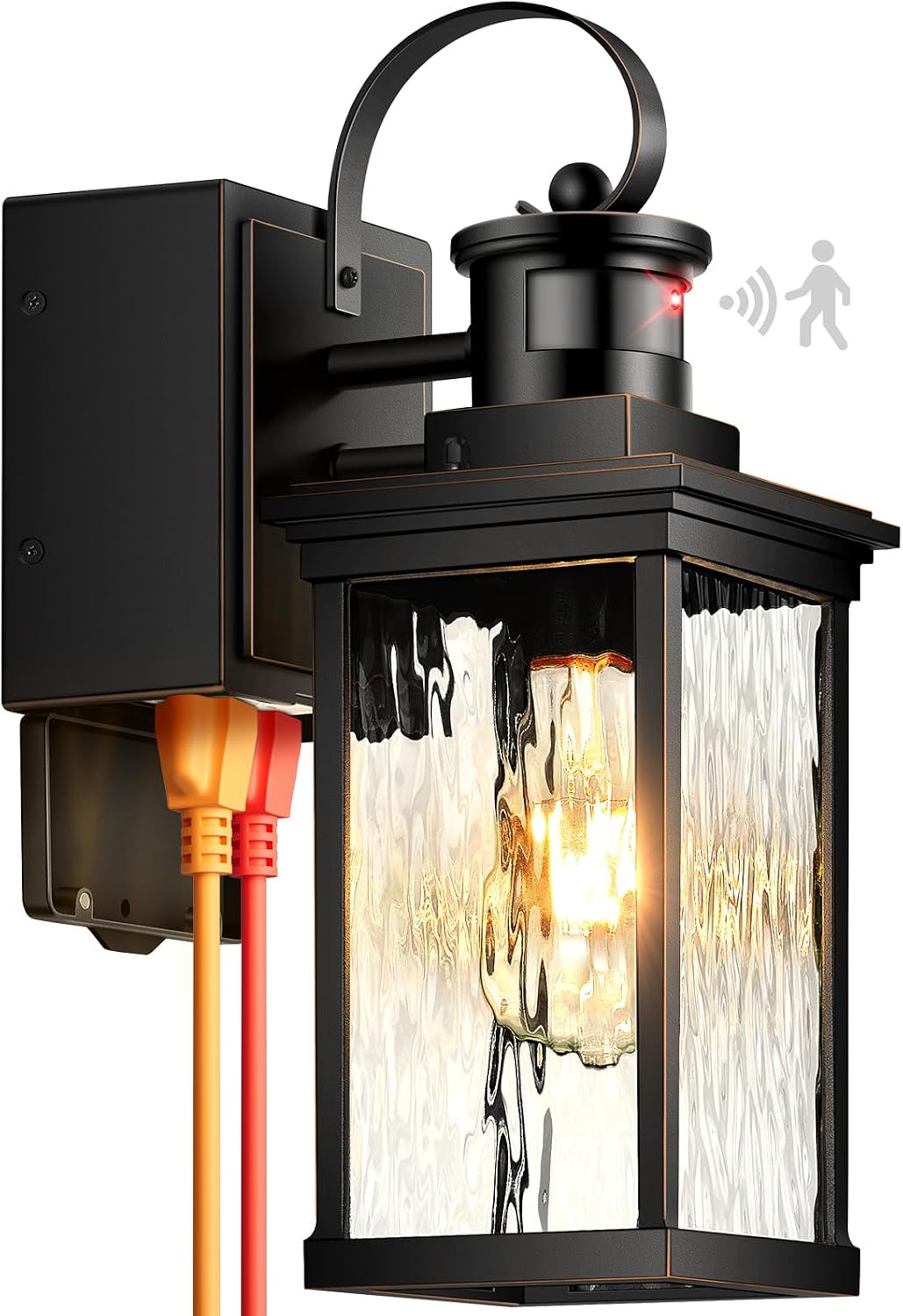 OPAXIS Outdoor Wall Sconce Lights with GFCI Outlet, Modern Black Gold ...