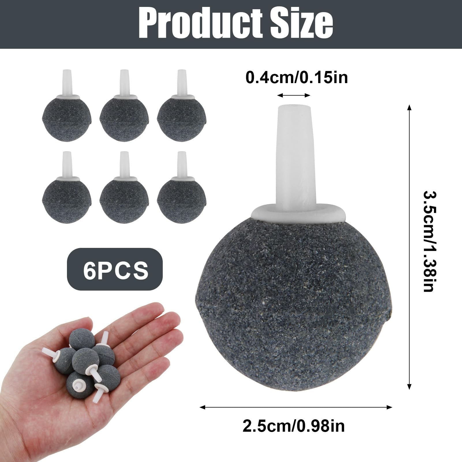 SMCEHEYA 6 Pcs Air Stone 2.5 CM Diameter Ball Air Stones for Nano Tanks ...