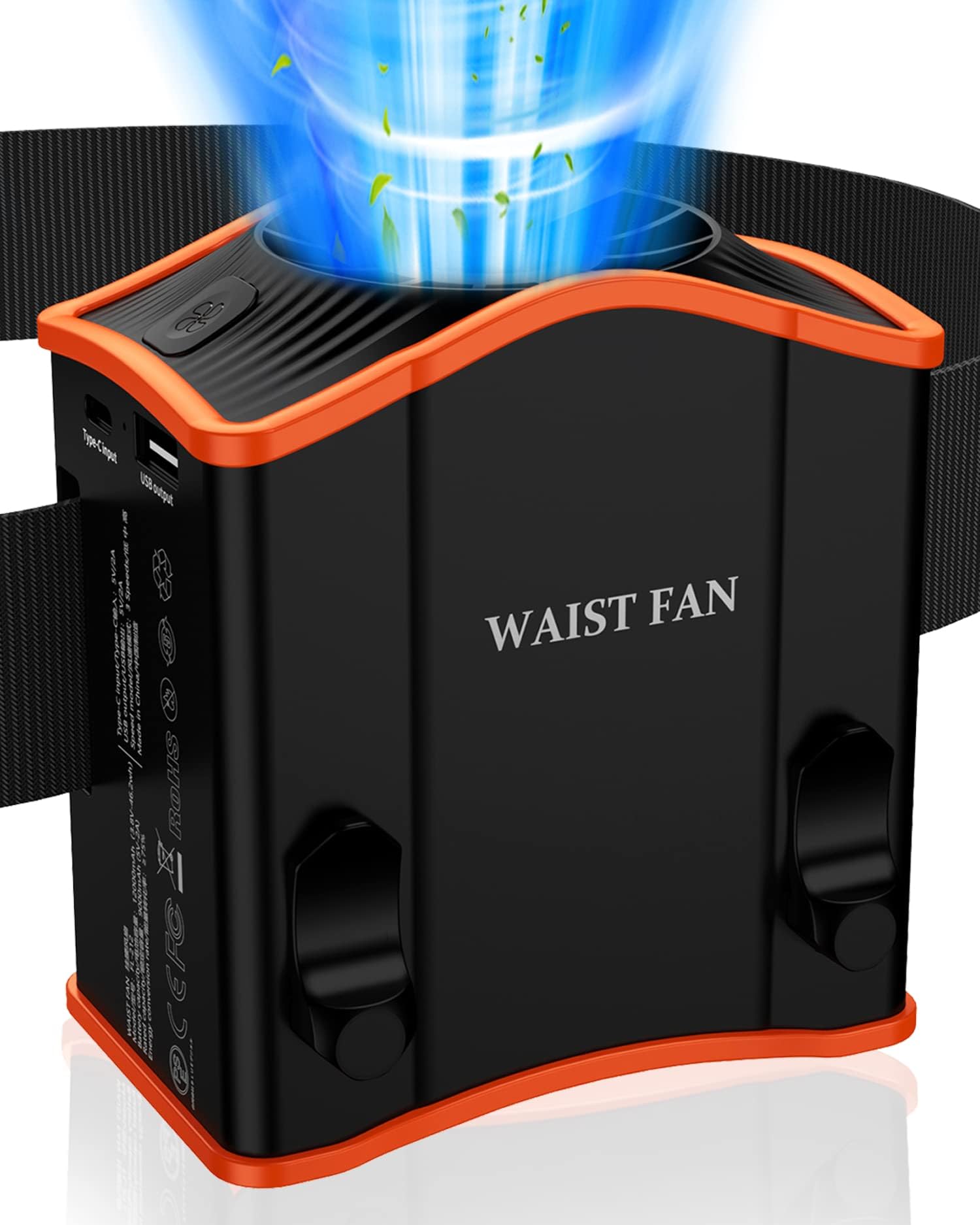 Amazon.com: Zeadio Waist Clip Fan, 3 Speeds 6000mah Battery Operated ...