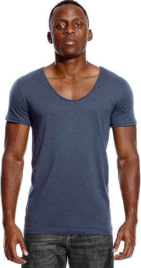 Deep V Neck T Shirt for Men Low Cut Scoop Tee Invisible Tshirt Vee Top ...