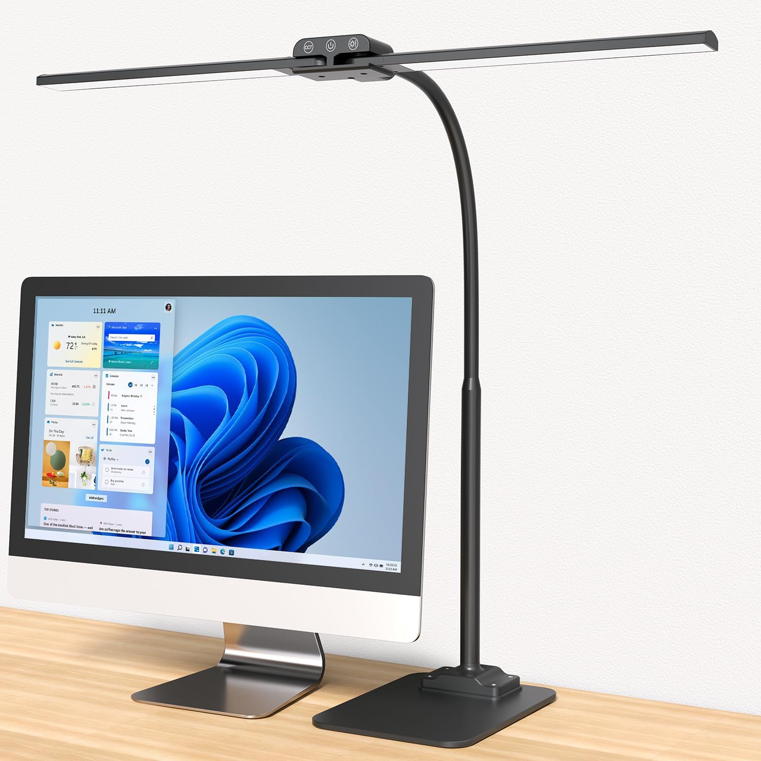 OttLite LED Desk Lamp with Sturdy Clamp - Extra Wide Lighting, Dimmable ...
