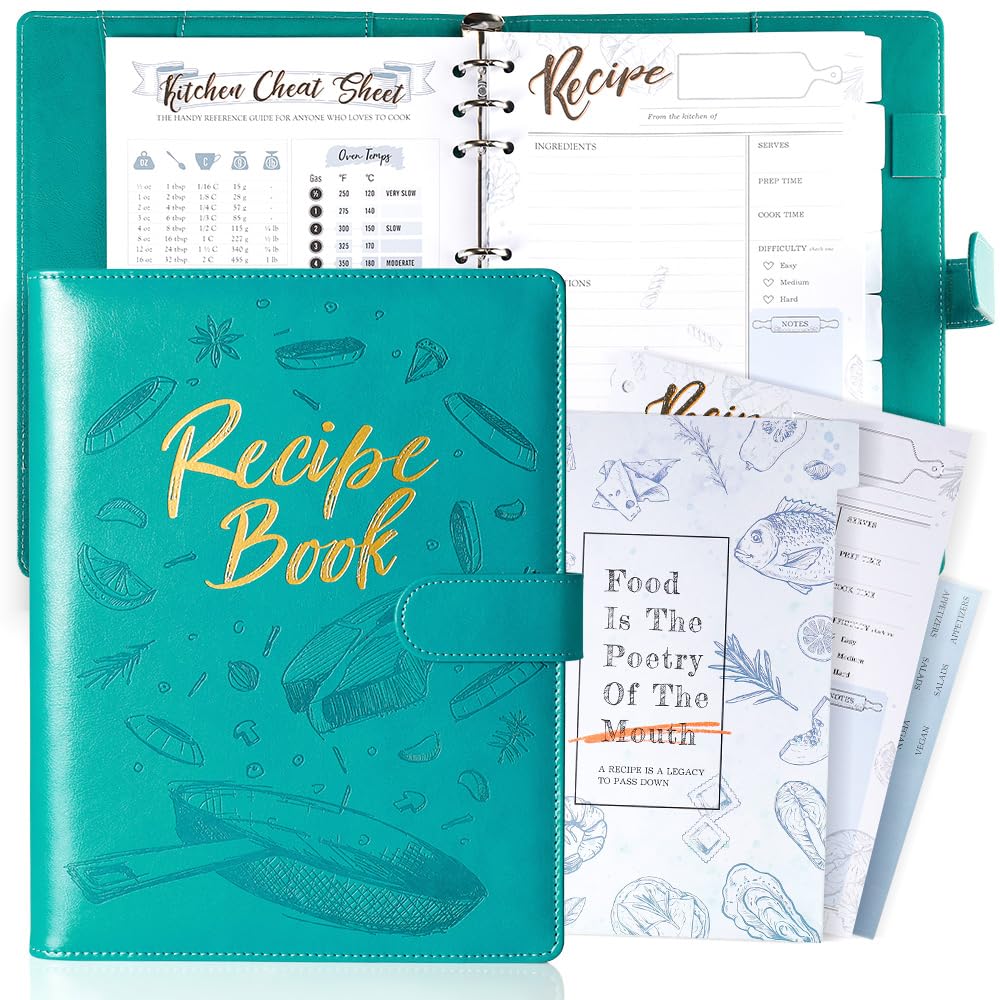 Amazon.com: AISBUGUR Recipe Book, Blank Recipe Book to Write in Your ...