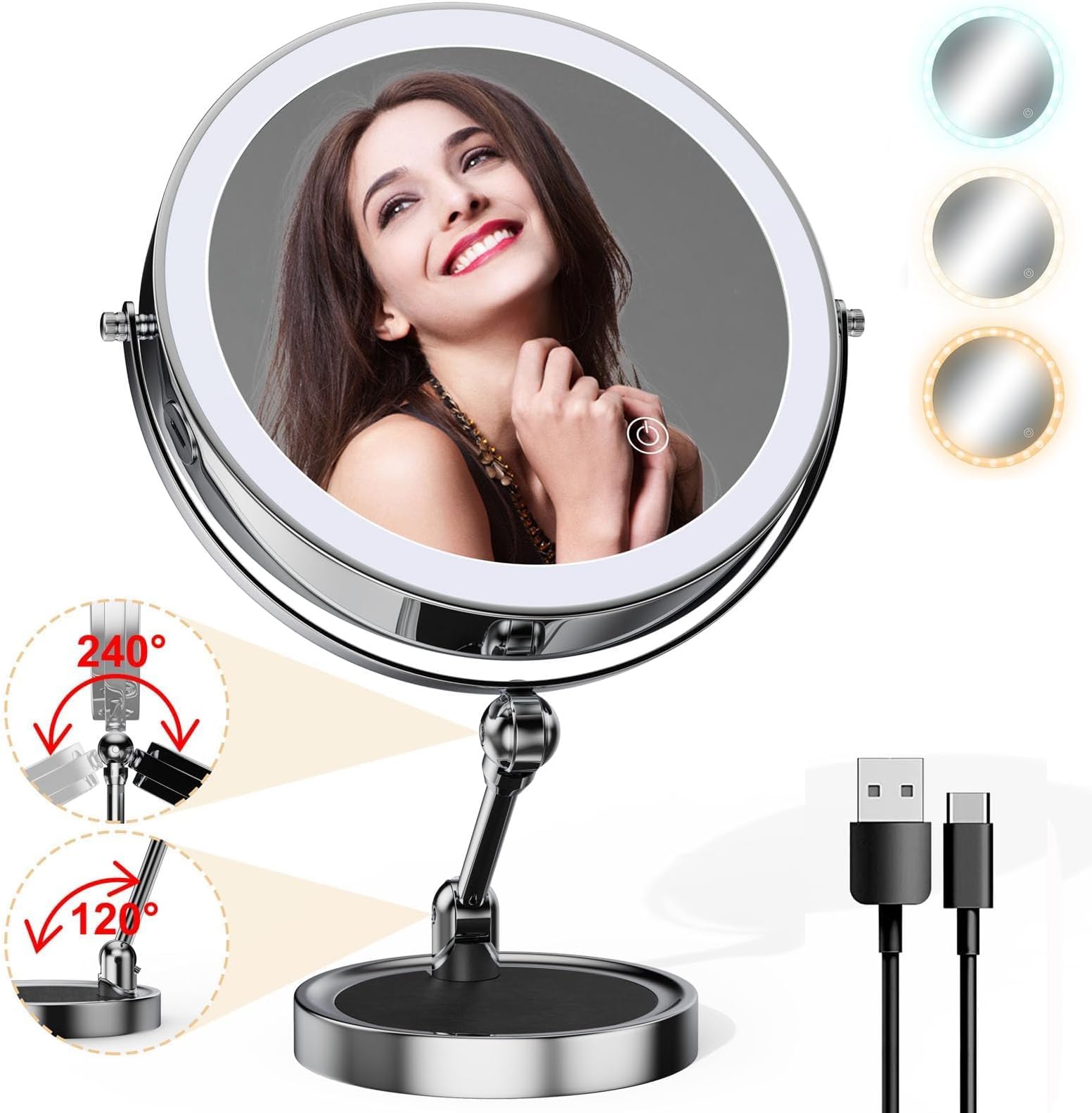 Amazon.com - Micacorn Makeup Mirror Double-Sided 1X 7X Magnified Vanity ...