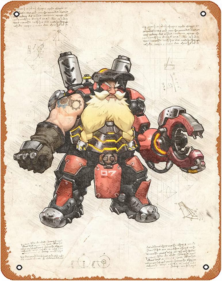 Amazon.com : AirBnk Tin Sign Vintage Overwatch,Torbjorn,Overwatch Print ...
