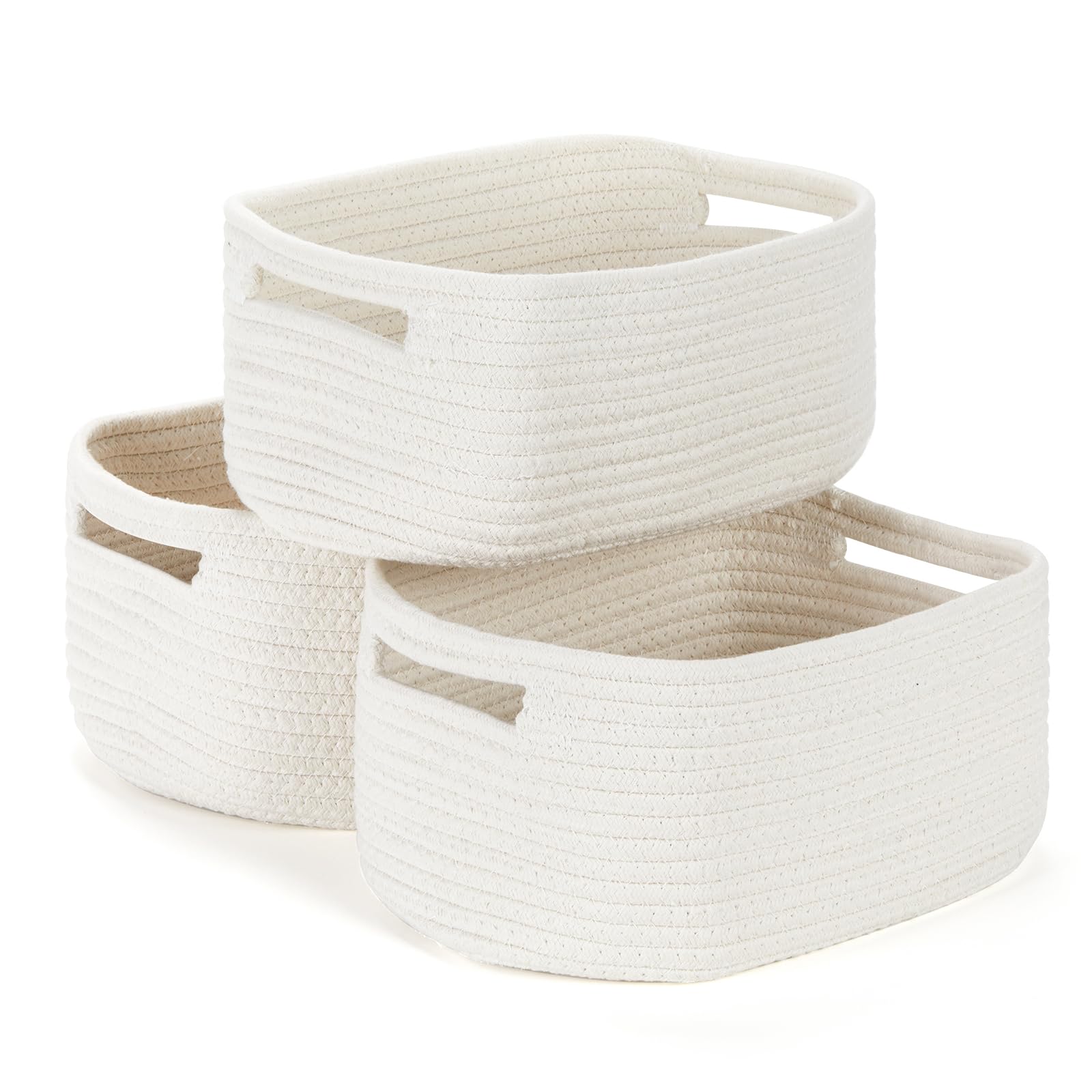 Amazon.com: Bidtakay Small Cotton Rope Storage Baskets for Organizing 3 ...