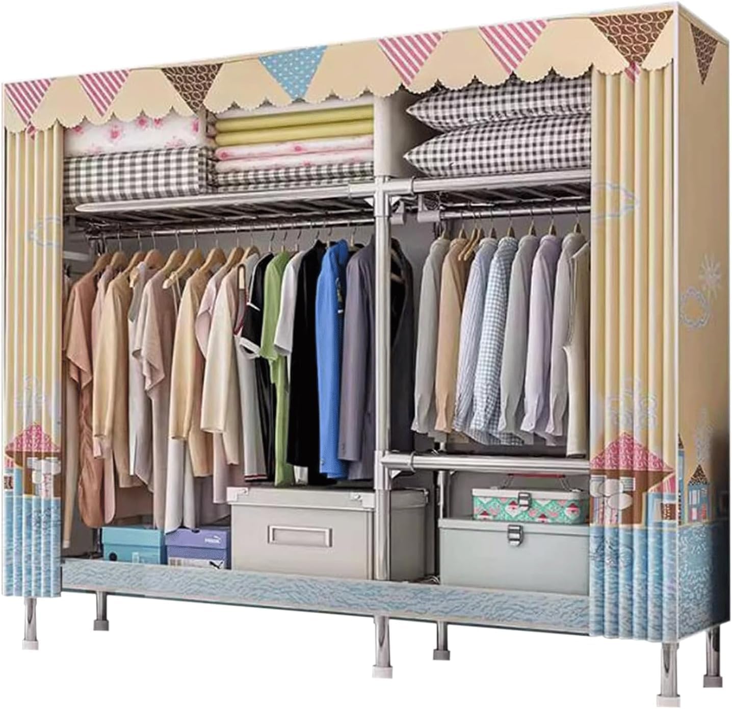 Amazon.com - Small Hanging Closet Assembled Cabinet Metal Steel Frame ...