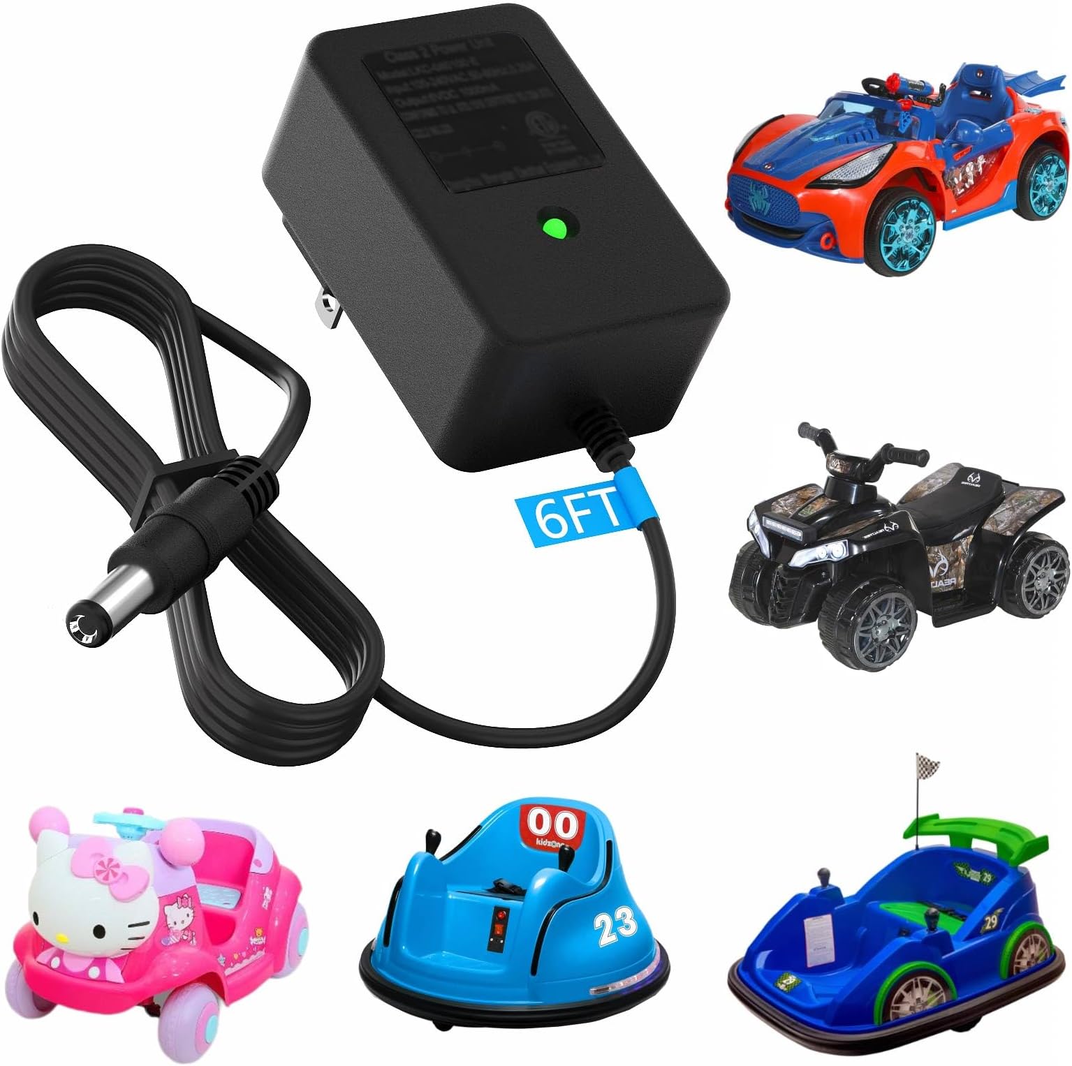 Amazon.com: 6V Battery Charger for Kids Ride On Cars Bumper Cars ...