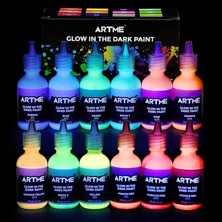 Amazon.com: ABEIER Glow in the Dark Acrylic Paint, 10 Bright Colors ...