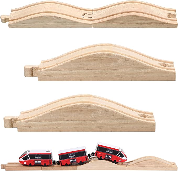 Amazon.com: Liliful 2 Pcs Wooden Train Track Accessories Expansion Wood ...