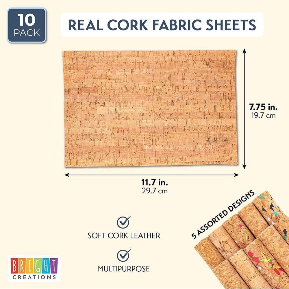 Real Cork Leather Sheets with Flecks of Colour for Crafts (7.75 x 11.7 ...