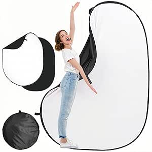 Amazon.com : 5 * 6.5 Ft Collapsible Backdrop Black White Pop Up Screen ...