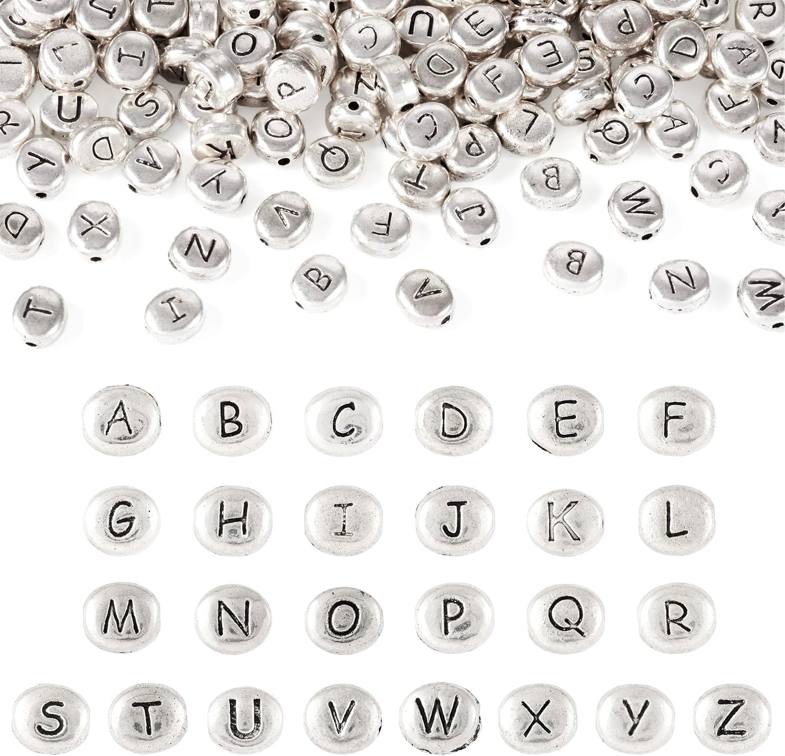 Amazon.com: Craftdady 130Pcs 6x6.5mm Alloy Oval Letter Beads Antique ...