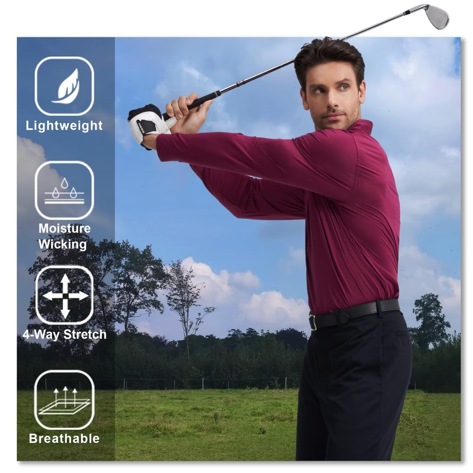 Snapklik.com : Mens Polo Shirts Long Sleeve Dry Fit Classic Regular Pin ...