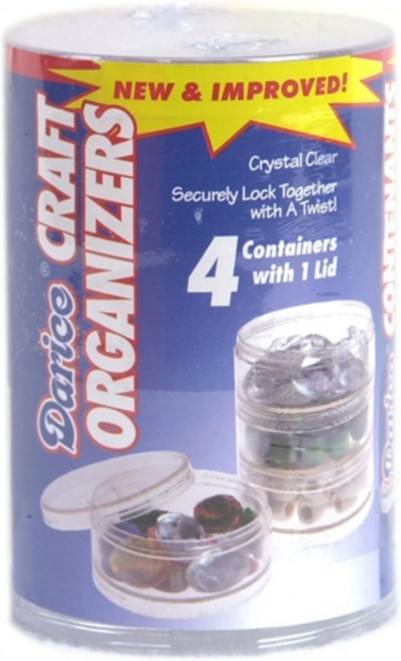 Darice Mini Stackable Plastic Craft Containers 4/Pkg-Clear Round 2.75 ...