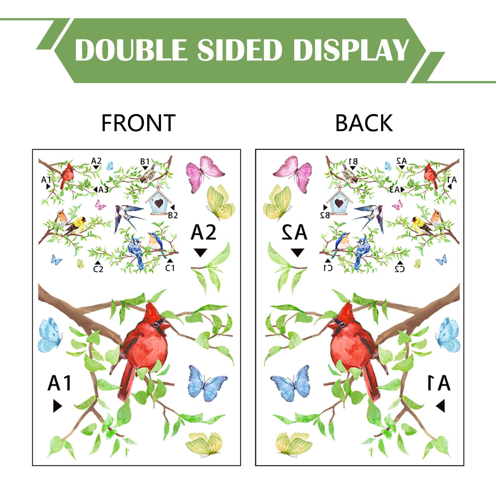 Bird Window Strike Prevention Yovkky Spring Summer Birds - 4 Sheets ...