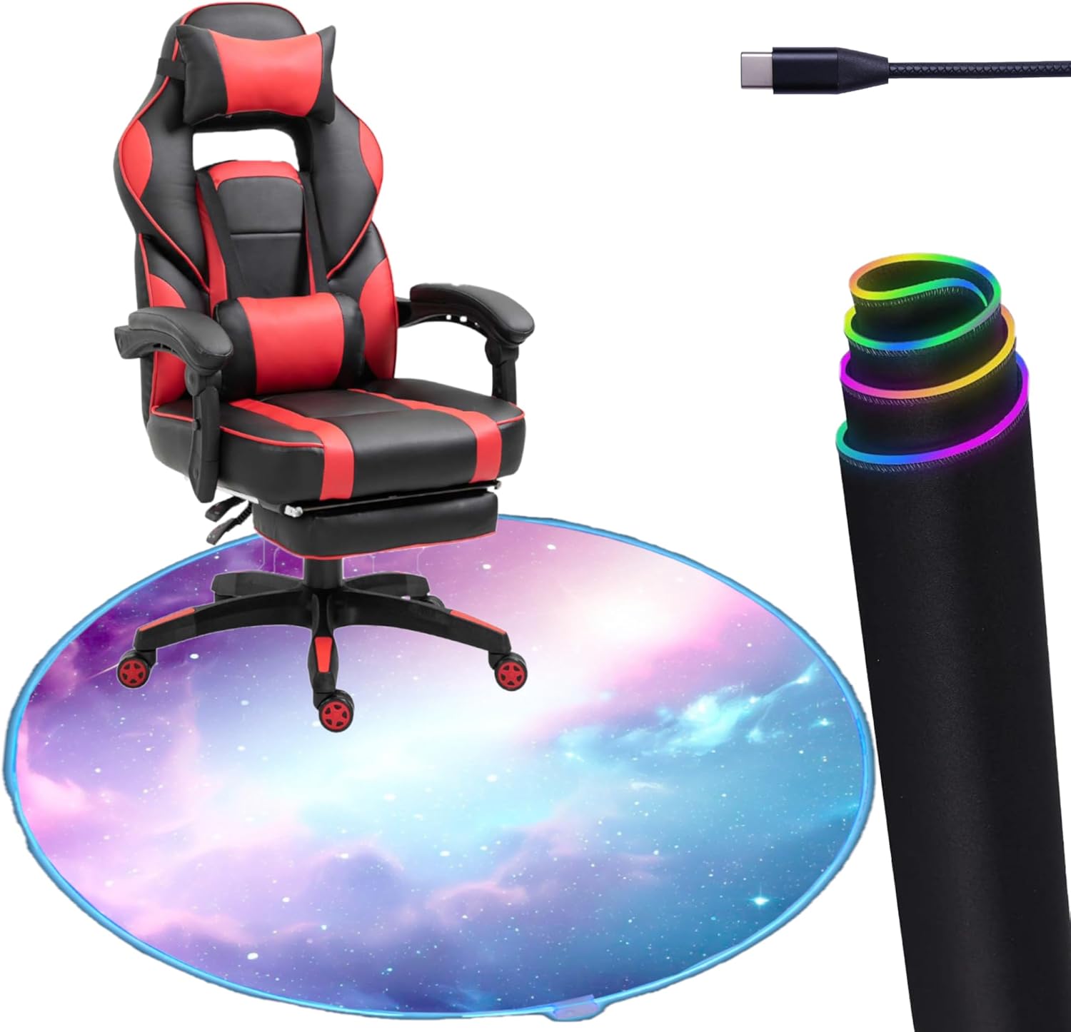 Amazon.com : DEALZOOM Gaming Chair Mat Circle RGB Color Light - Noise ...