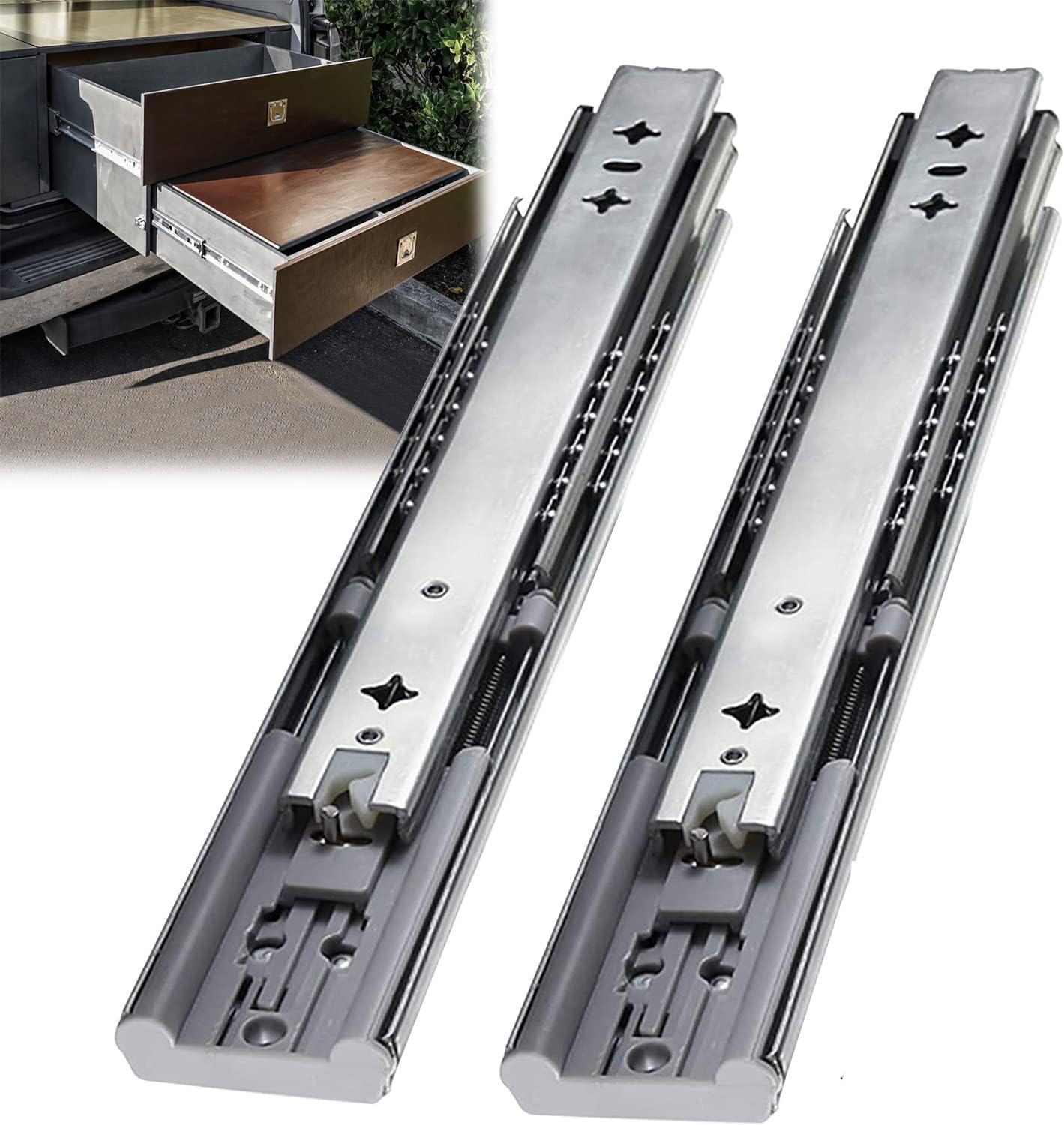 53mm Wide Kitchen Cabinet Drawer Slides Rails with Soft Close - Heavy ...