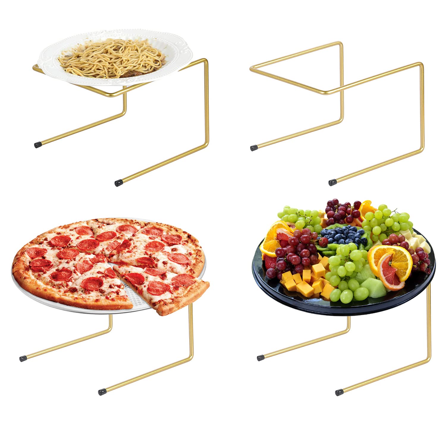 Snapklik.com : MyGift Brass Metal Pizza Table Stands