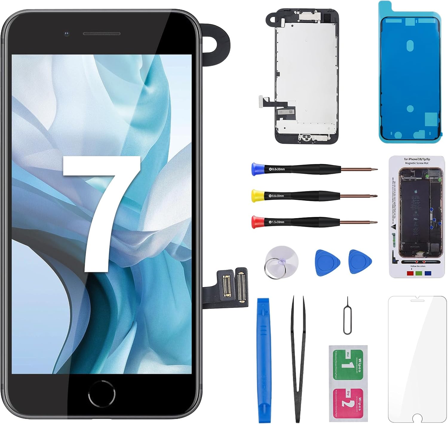 Amazon.com: CYKJGS for iPhone 7 Screen Replacement Black with Home ...