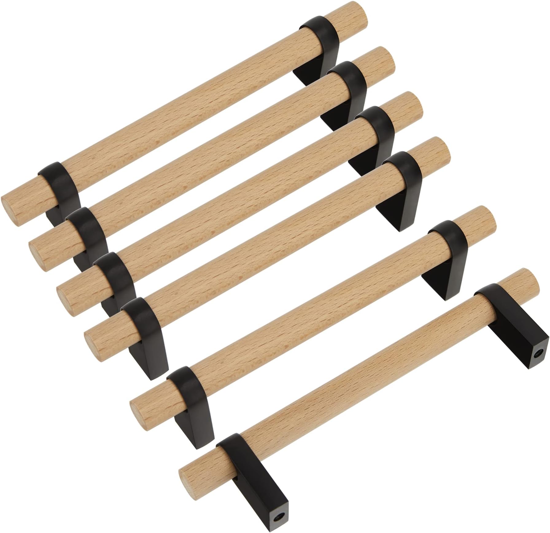 luluxing 6Pcs Wood Cabinet Handles and Pulls 4.4 Inch Double Hole ...