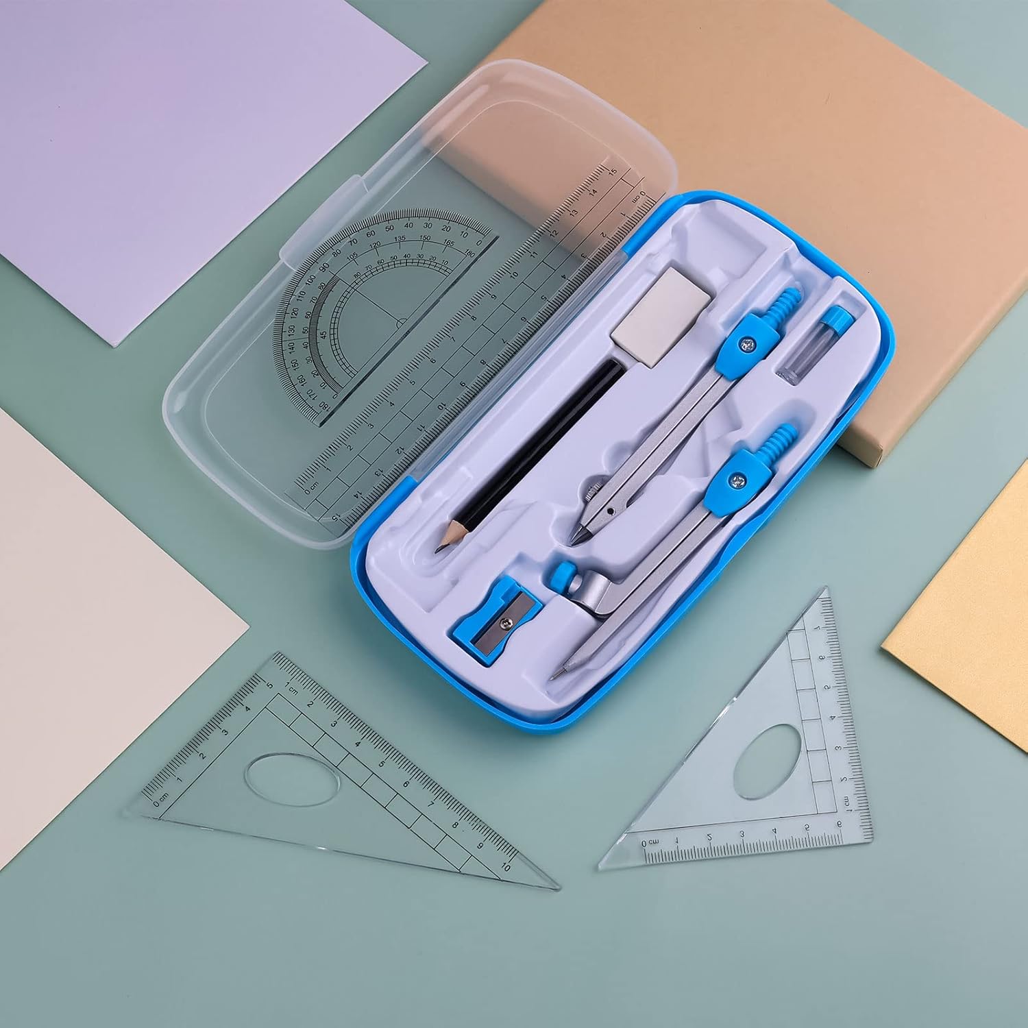 AIEX Student Geometry Math Set 10pcs Geometry Precision Tools Including ...