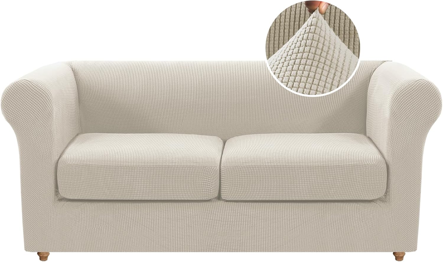 Amazon.com: H.VERSAILTEX 3 Piece Loveseat Cover Stretch Chesterfield ...