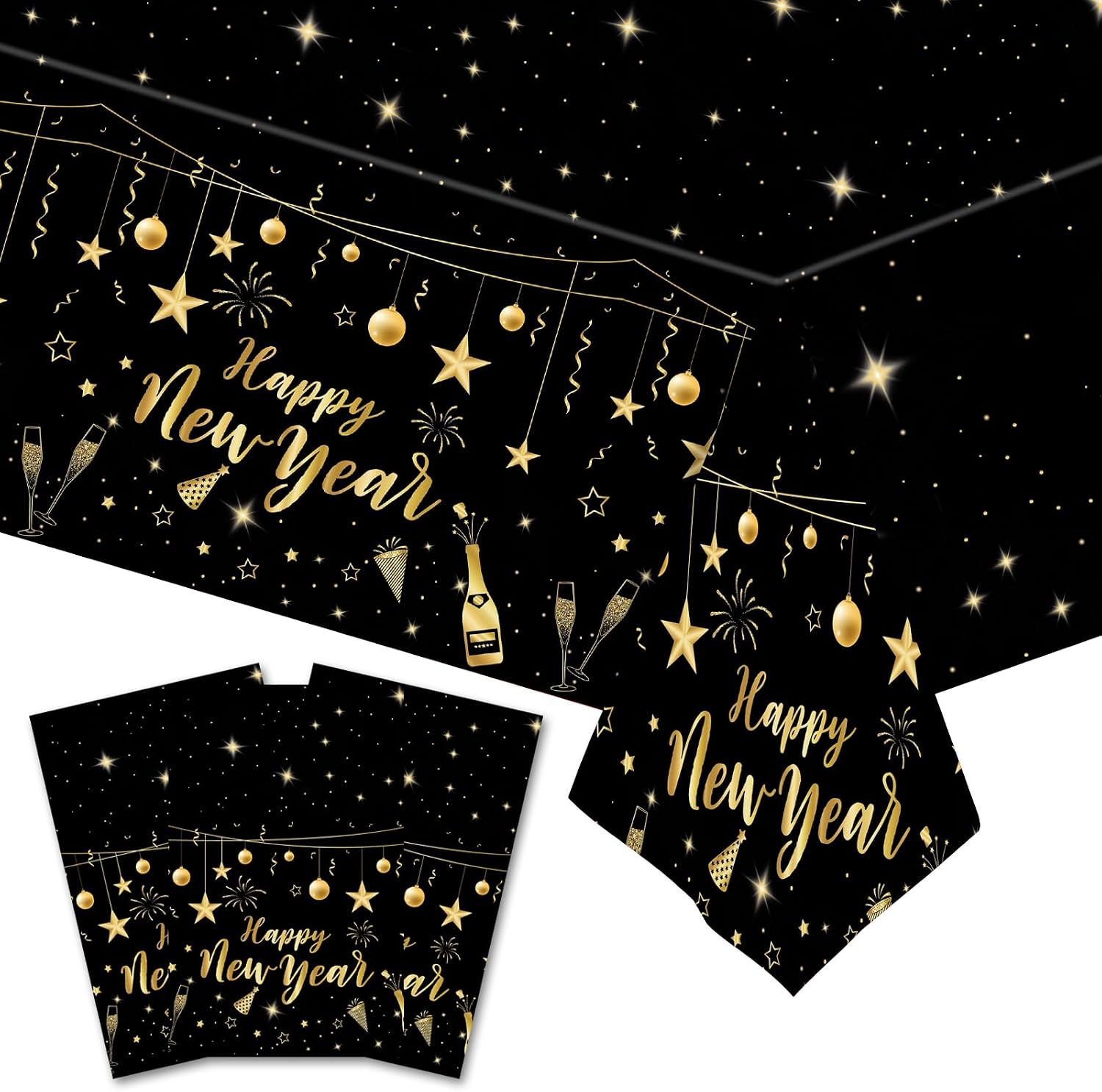 Amazon.com: HEYPRIIL 3 Pack Happy New Year Decorations Tablecloths ...