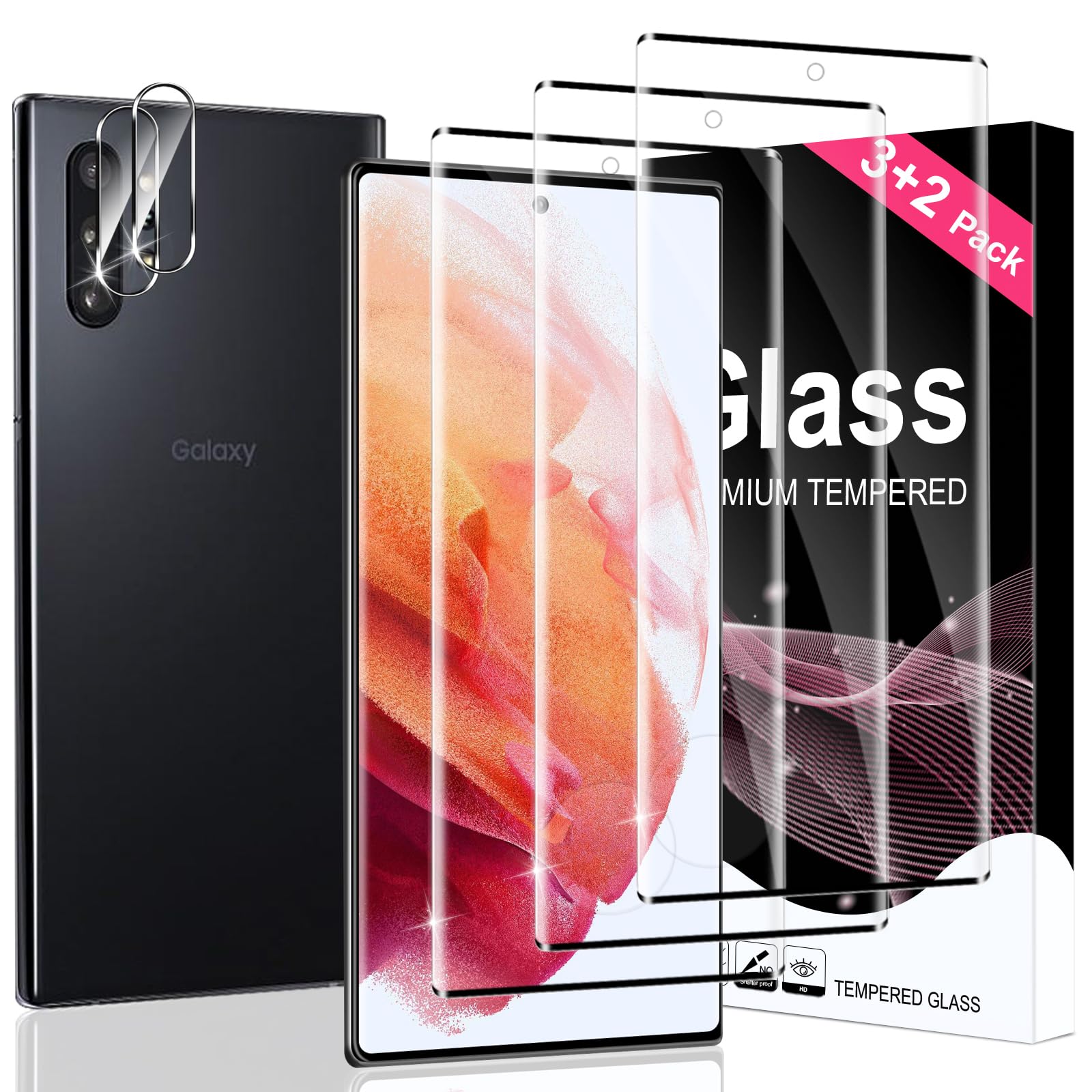 Amazon.com: AYCFING 3+2 Pack Compatible Galaxy Note 10 Plus Screen ...