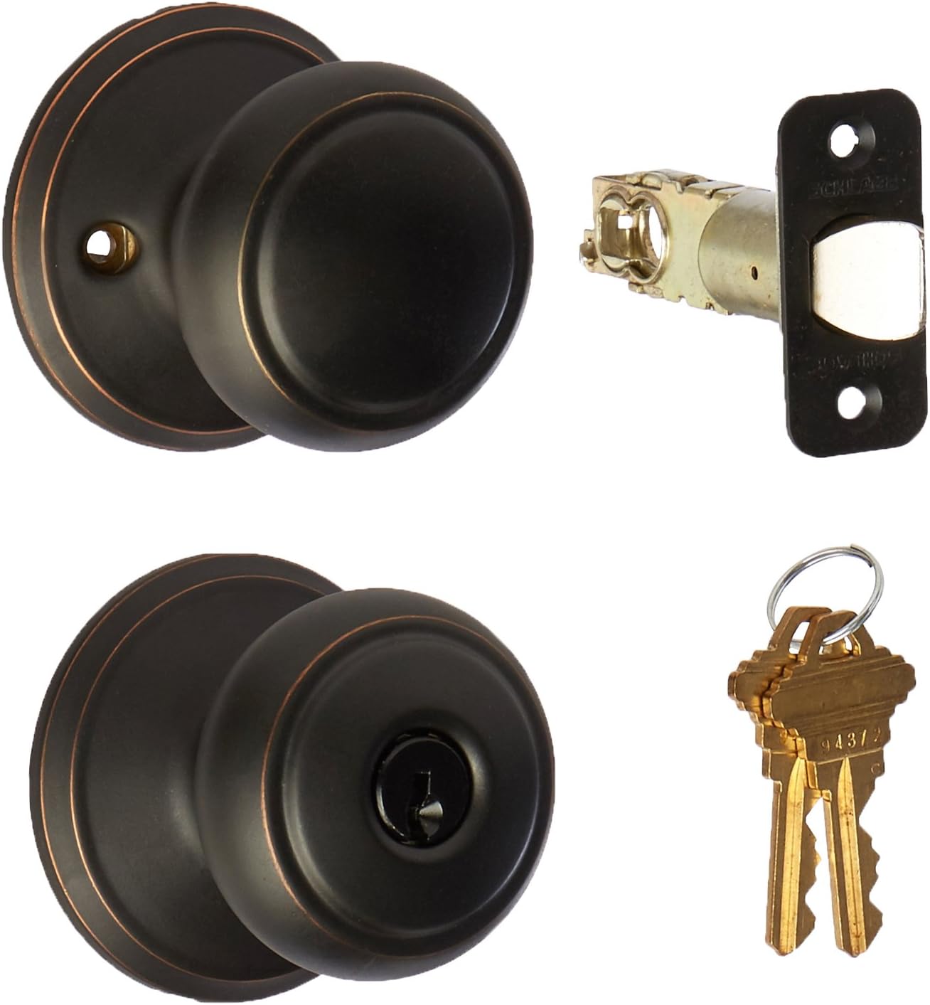 Schlage F80-AND Andover Storeroom Door Knob Set with Andover Rosette ...