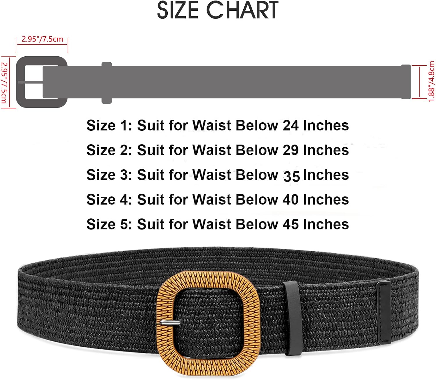 Set of 4 Straw Woven Elastic Stretch Waist Belts for Women, Fashion ...