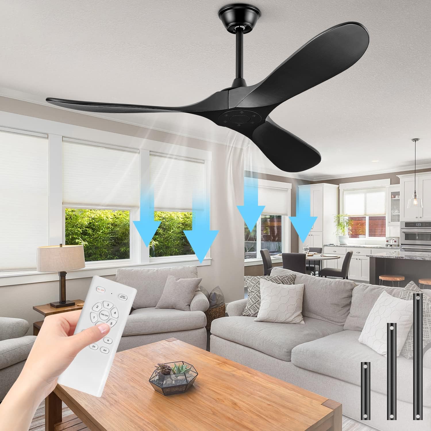 Amazon.com: BOOSANT 52" Ceiling Fans Without Light, Solid Wood Ceiling ...