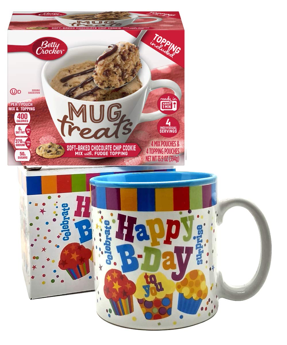 Amazon.com: Happy Birthday Mug In Gift Box with 4 Mug Cake Mix Pouches ...