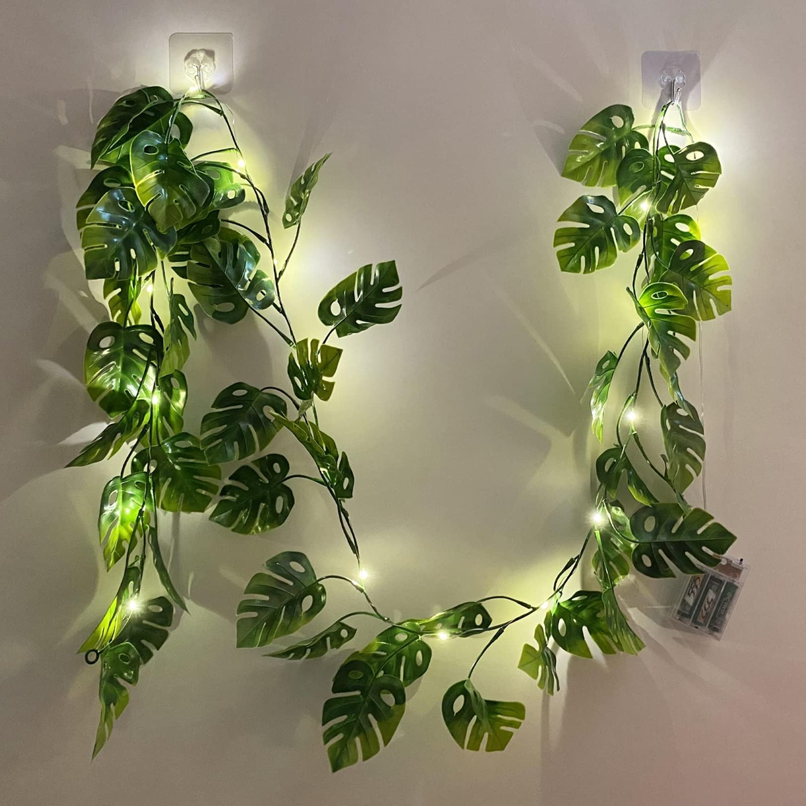 Amazon.com: Monstera Leaf String Lights 20 LED 14ft Tropical Artificial ...