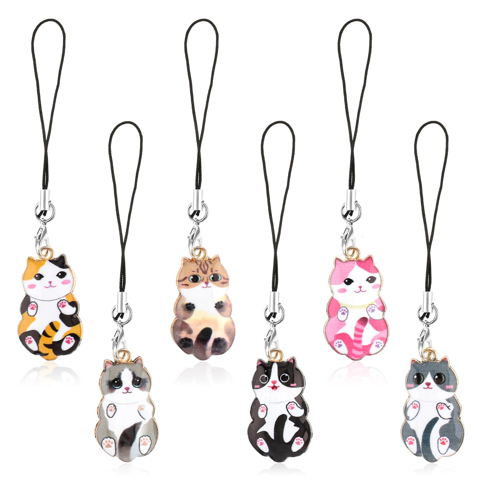 2 x Brand New Molain 6pcs Kawaii Cute Kitten Phone Charm, creativity K ...