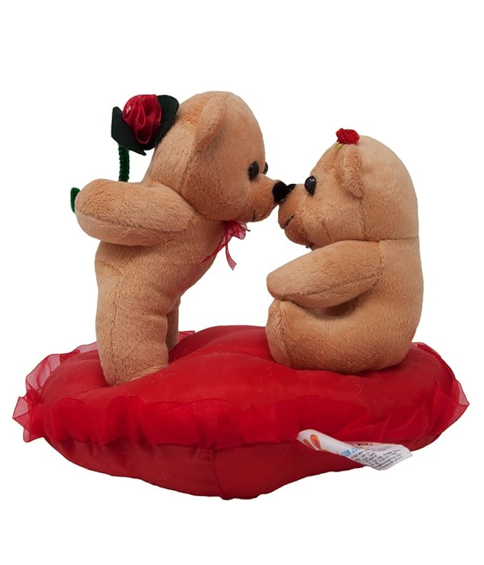 Buy FunZoo Valentine Kissing Couple Teddy Bear Pair On Heart Soft Toy ...