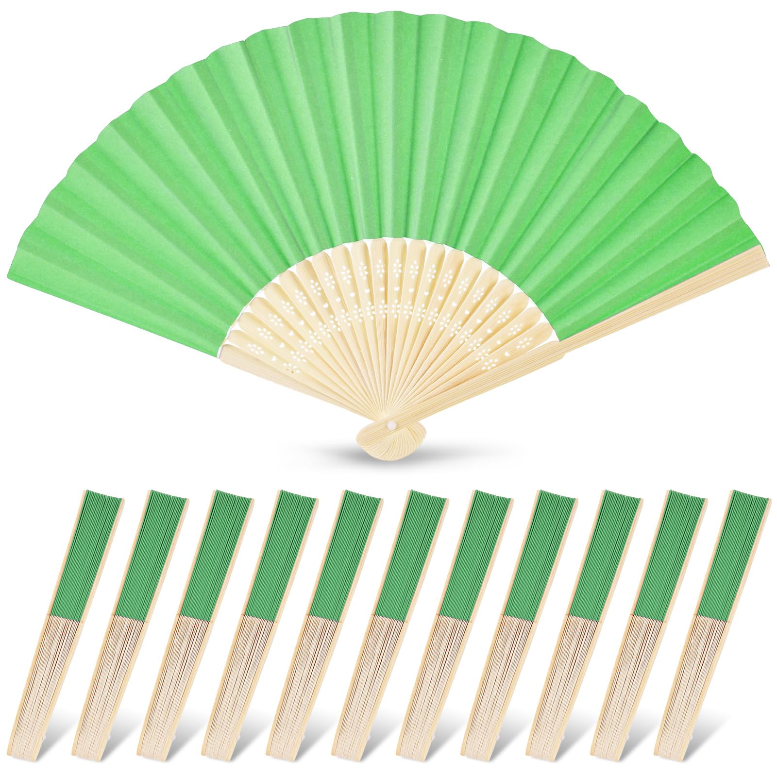 JOHOUSE Foldable Bamboo Fans, 12PCS Eastern Style Handheld Fan Japanese ...
