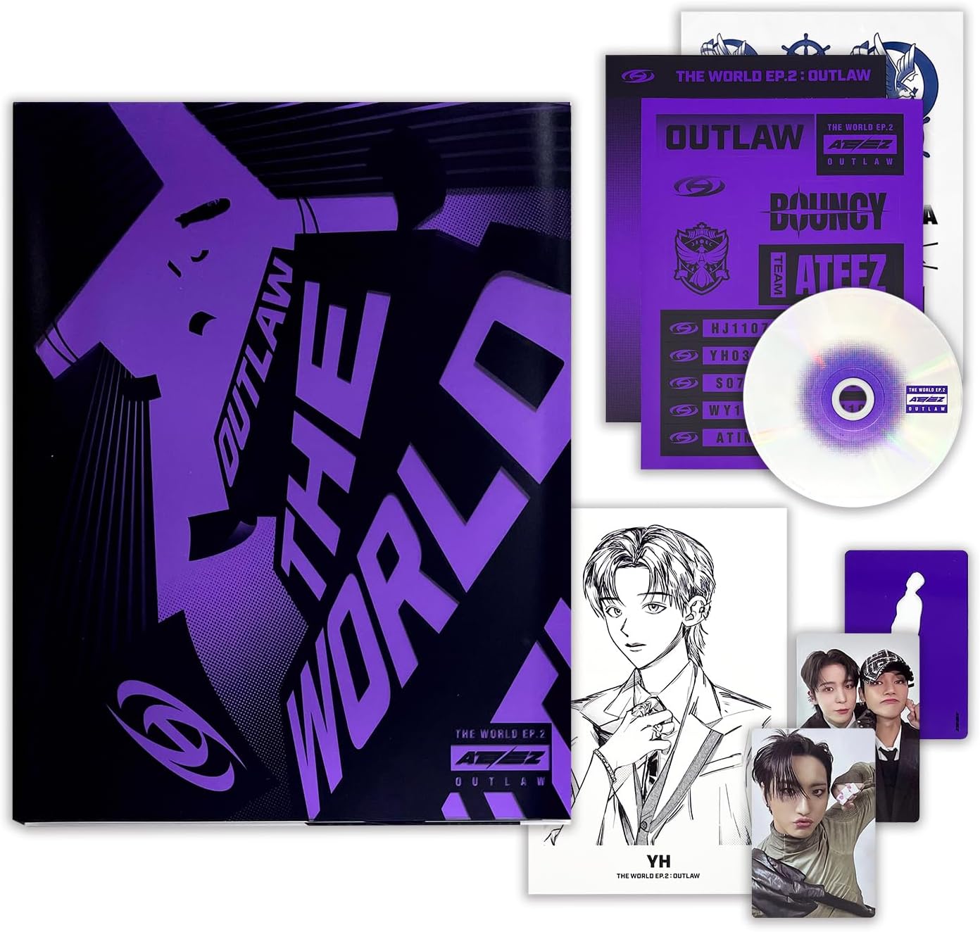 ATEEZ - [THE WORLD EP.2 : OUTLAW] (DIARY VER) Cover + Disc + Enverlope ...