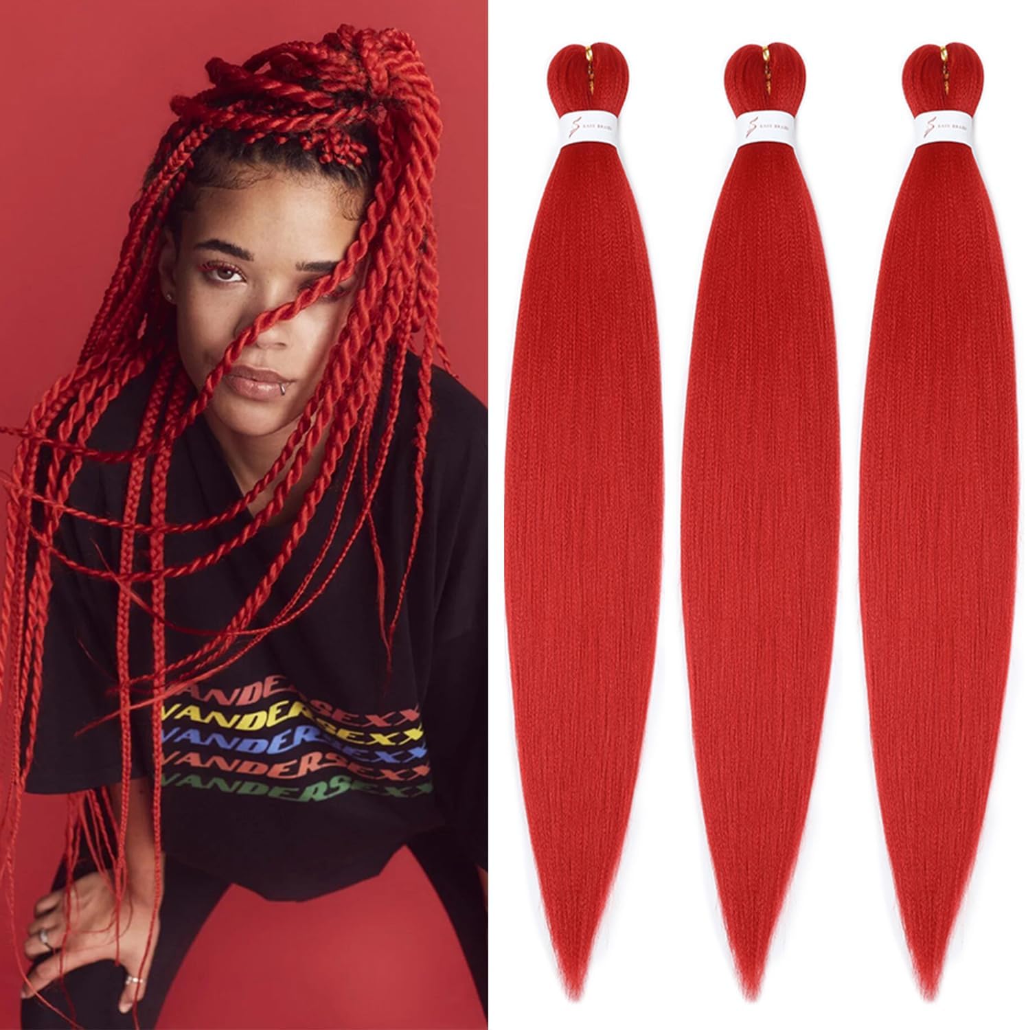 YDDM Capelli Per Treccine Africane Extension Trecce Rojo Braids ...