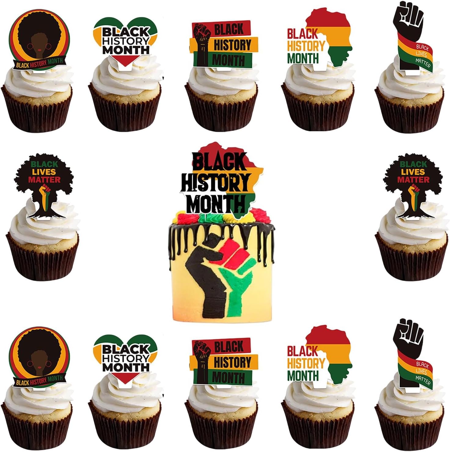 Amazon.com: LOONELO Black History Month Cupcake Toppers, African ...