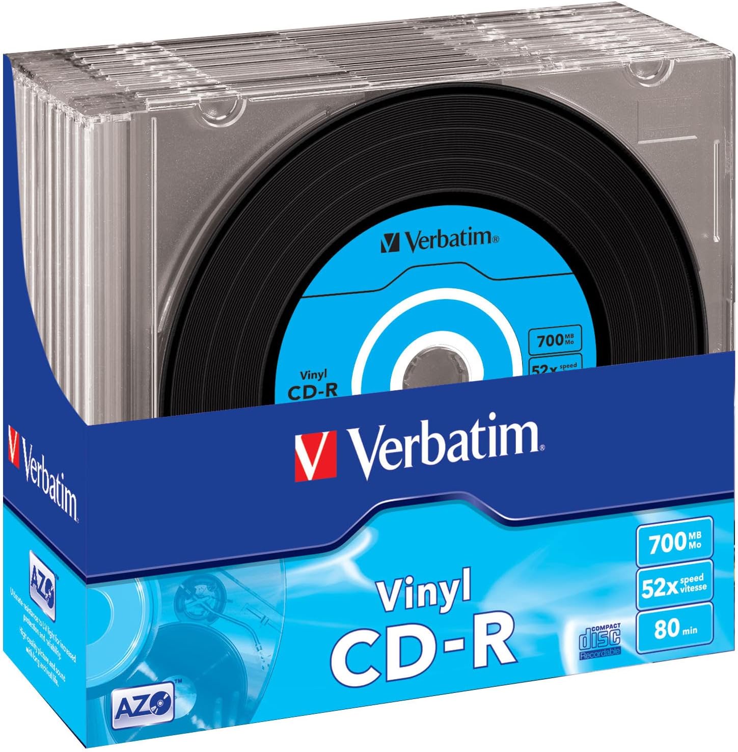 Amazon.com: Verbatim 43426 52x Vinyl CD-R - Slim Case 10 Pack : Electronics