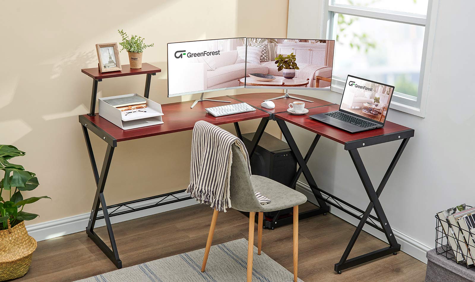 $24/mo - Finance GreenForest L Shaped Desk 58” Reversible Corner ...