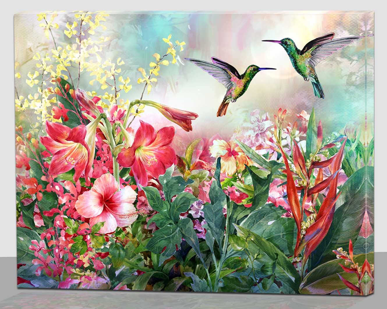 Hummingbird Flowers Painting