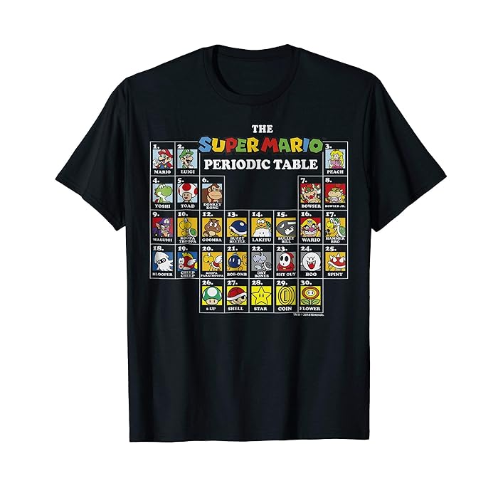 Buy Super Mario Periodic Table Of Characters Graphic T-Shirt Online at ...